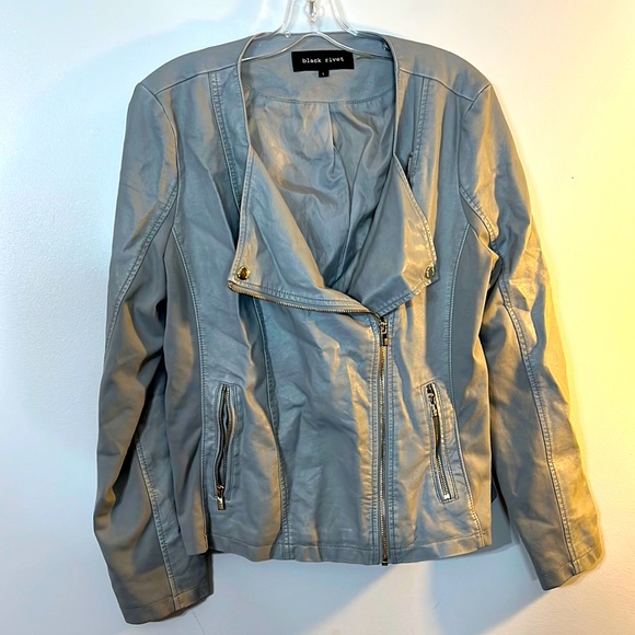 Black Rivet | Jackets & Coats | Black Rivet Faux Leather Moto Gray ...
